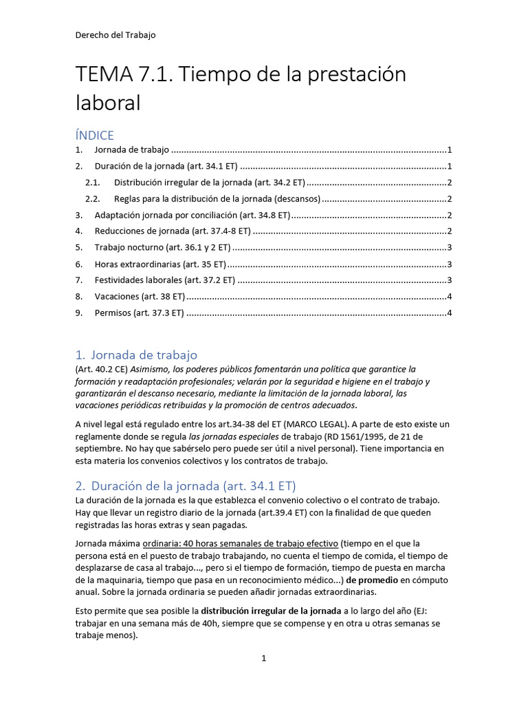 Wuolah Free Tema 7.1. Tiempo de La Prestacion Laboral Gulag Free | PDF | Tiempo extraordinario ...