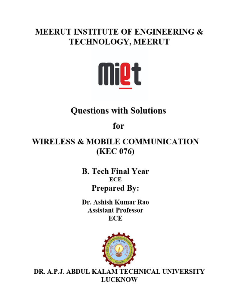 Wireless Mobile Communication KEC 076 - Questions With Solutions | PDF | Cellular Network | Mimo