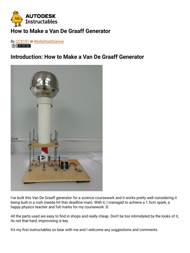 How To Make A Van de Graaff Generator - 9 Steps (With Pictures ...