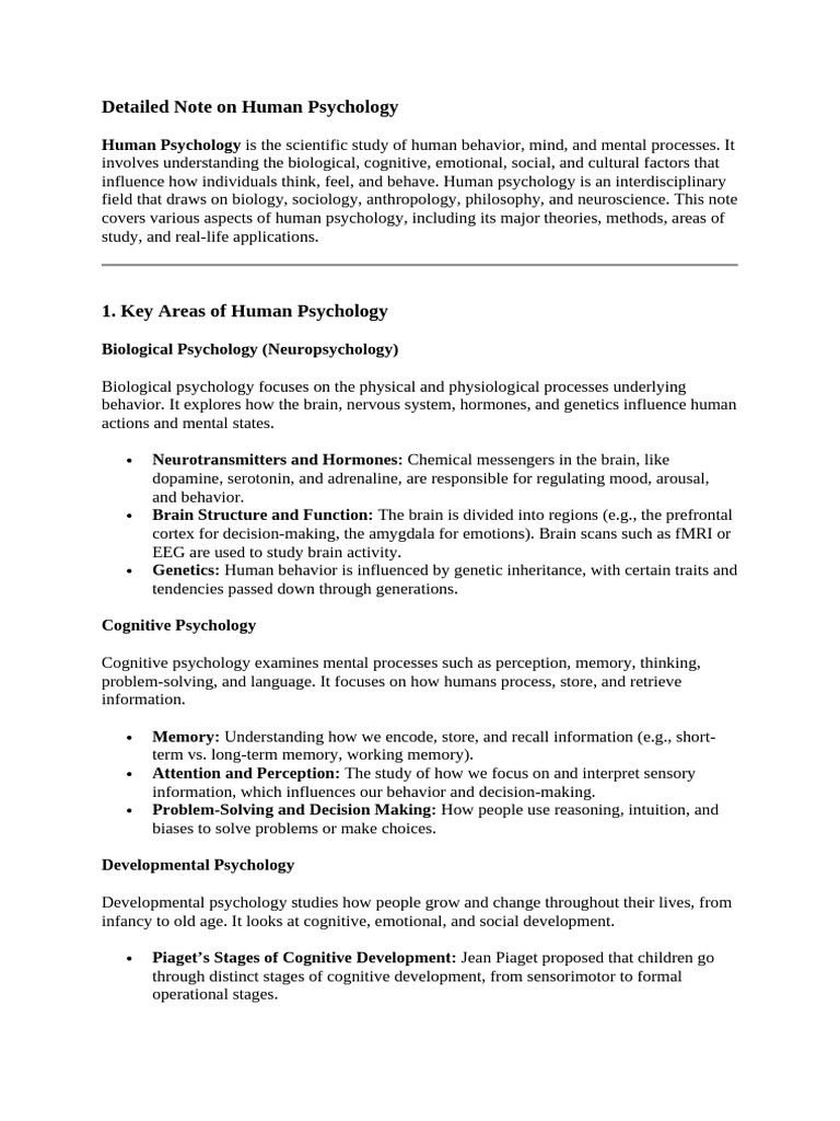 Detailed Note On Human Psychology | PDF | Psychology | Id