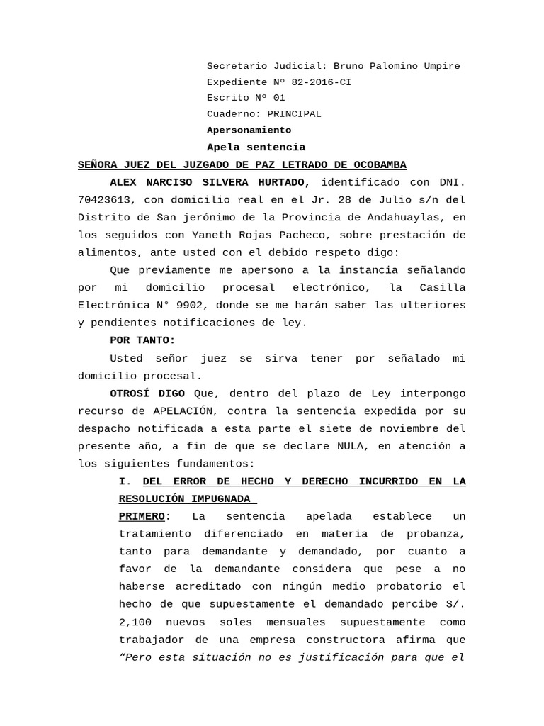 Alex Narciso Silvera | PDF | Sentencia (ley) | Apelación
