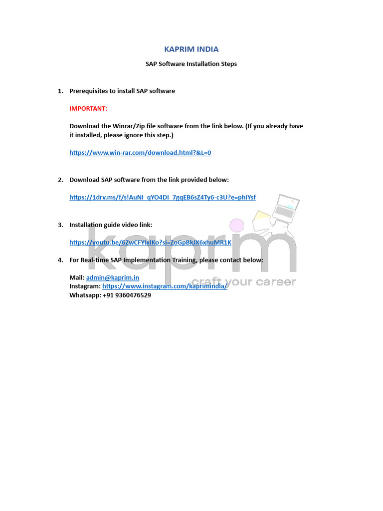 SAP Software Installation Guide | PDF