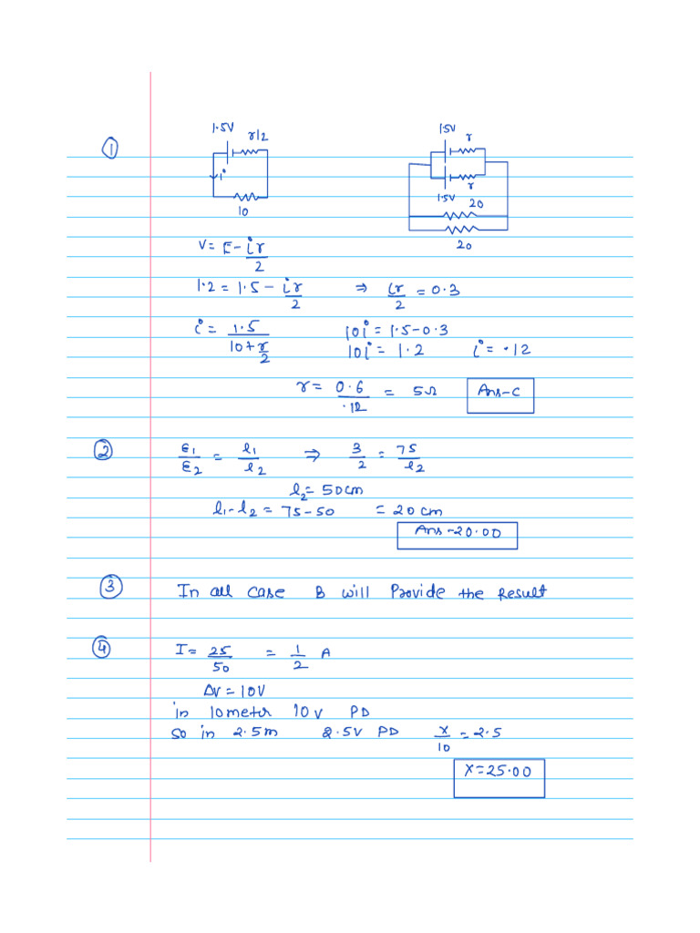 Current Electricity DPP Solution | PDF | Electrical Engineering | Electricity