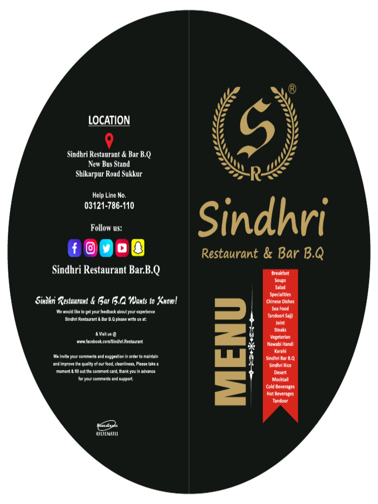 Sindhri Restaurant Sukkur Menu Update | PDF