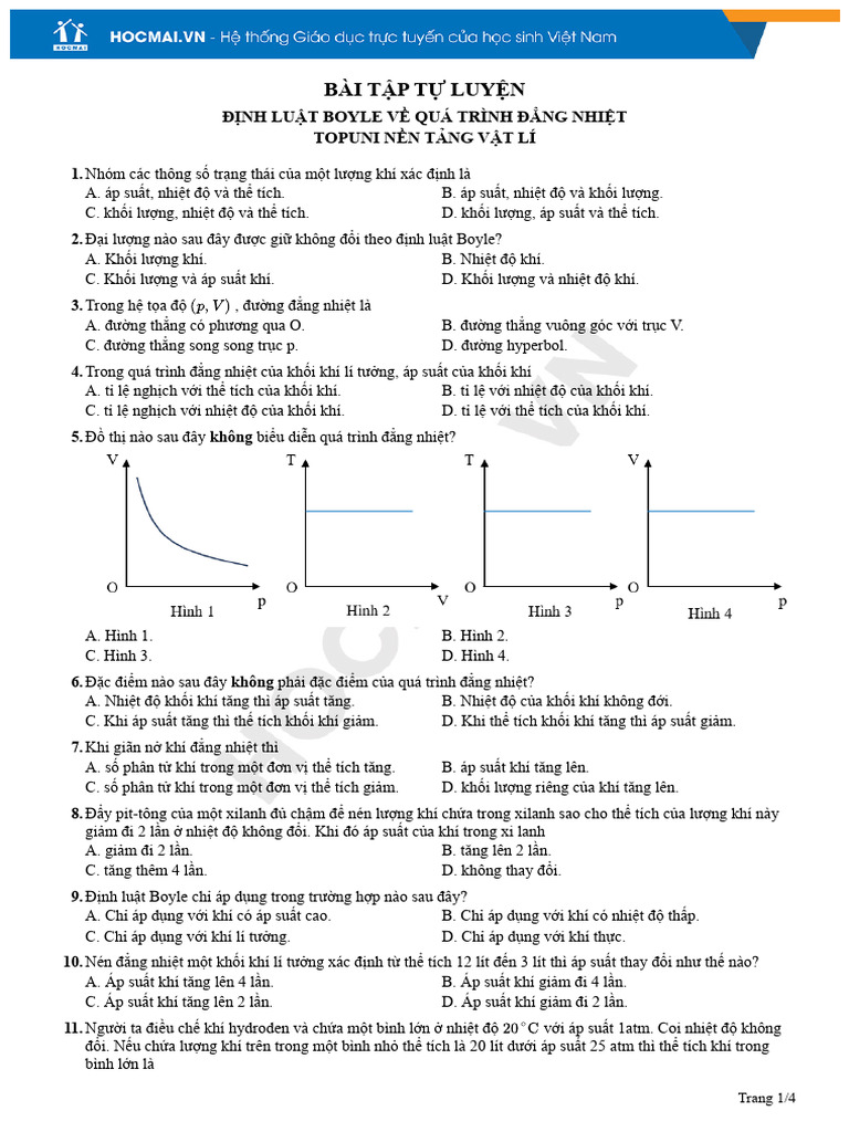 Kiểm tra môn TopUni Nền tảng Vật lí - HOCMAI | PDF