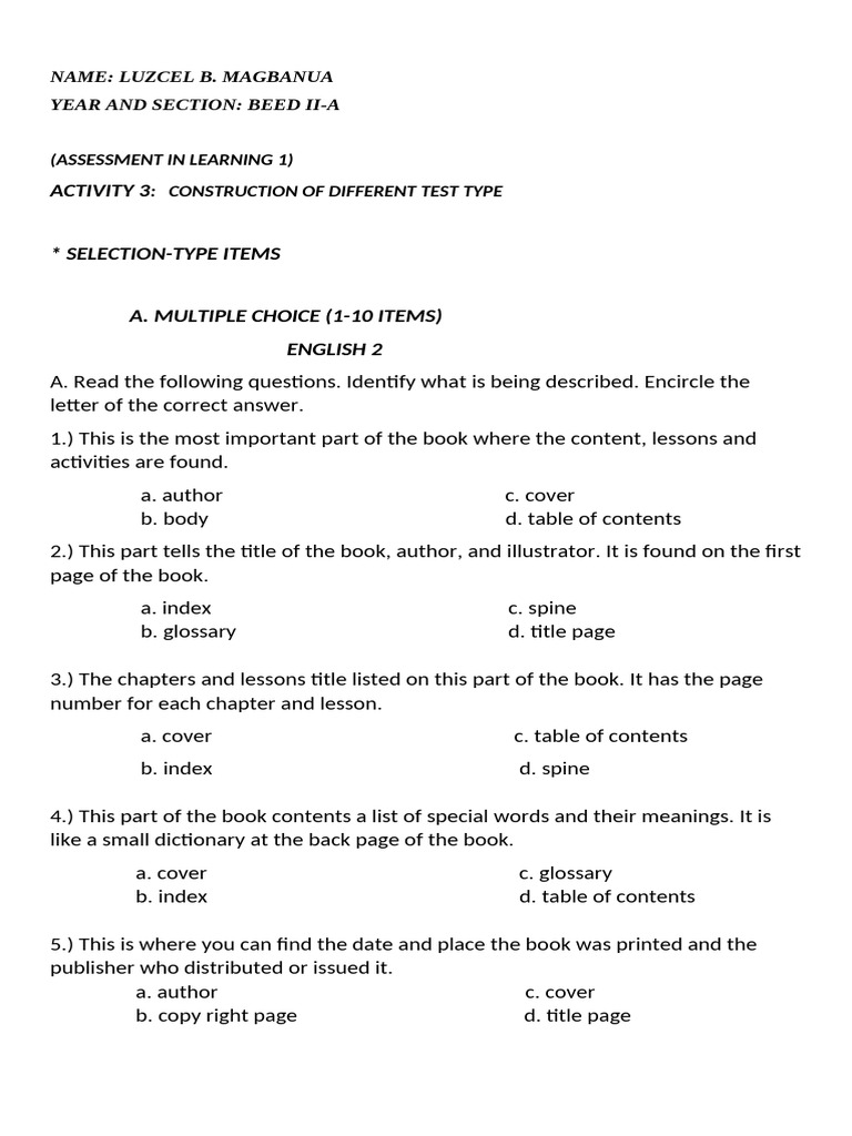 Educ 4 Activity 3 | PDF | Books