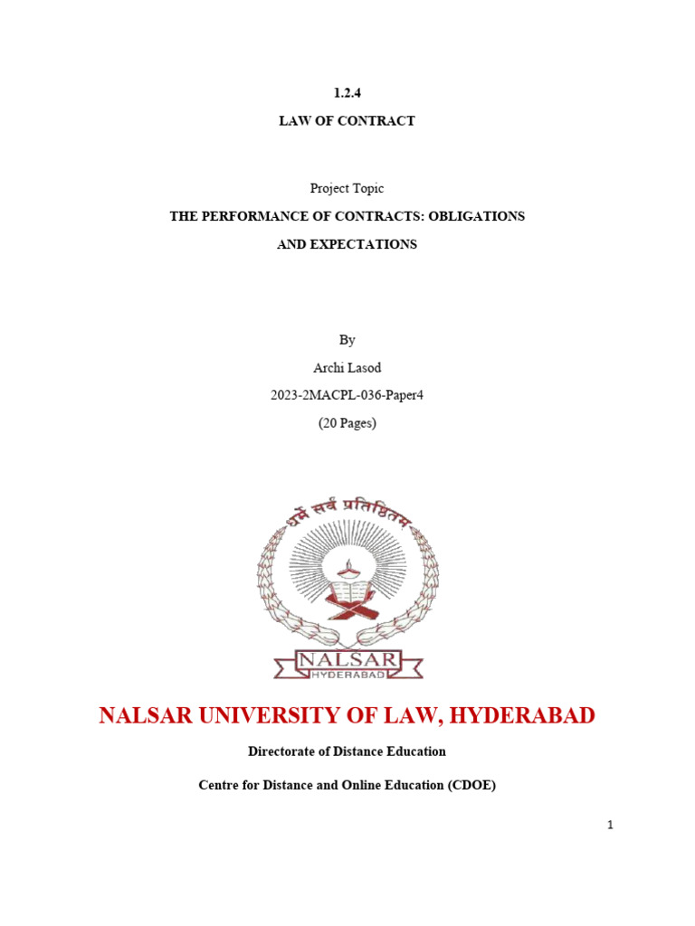 1.2.4 The Performance of Contract Expectations and Obligations | PDF ...
