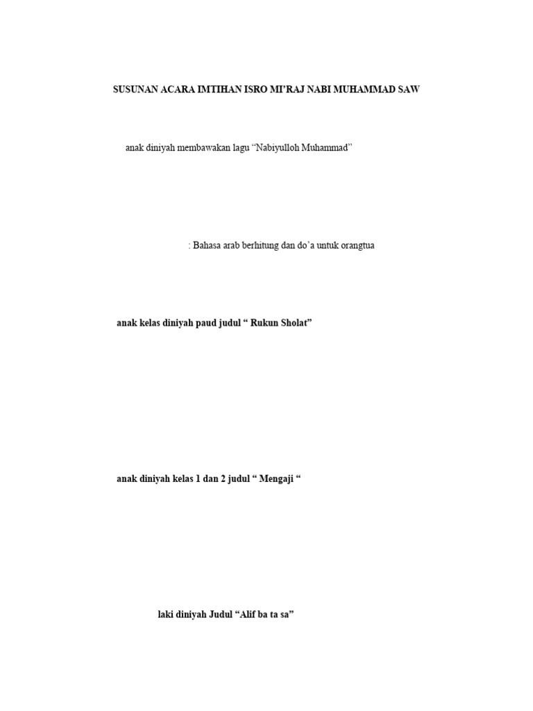 Susunan Acara Imtihan PDF | PDF