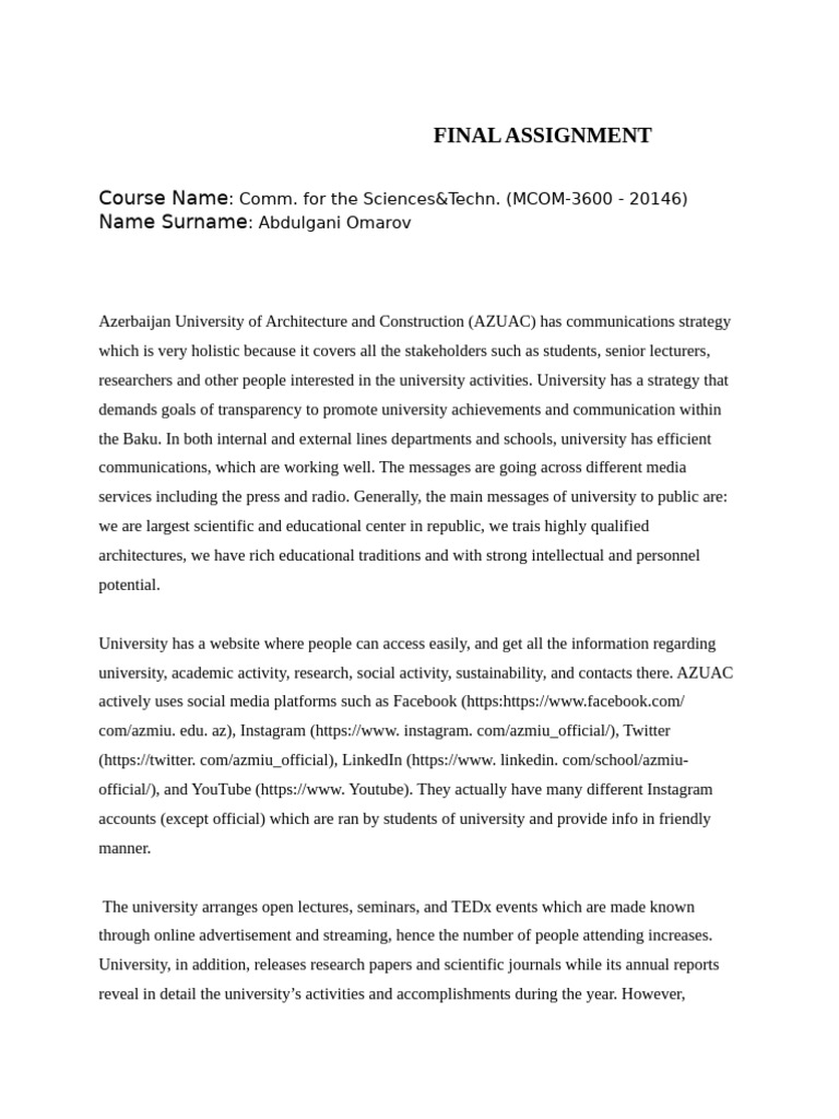 FINAL ASSIGNMENT | PDF | Communication | Educational Technology