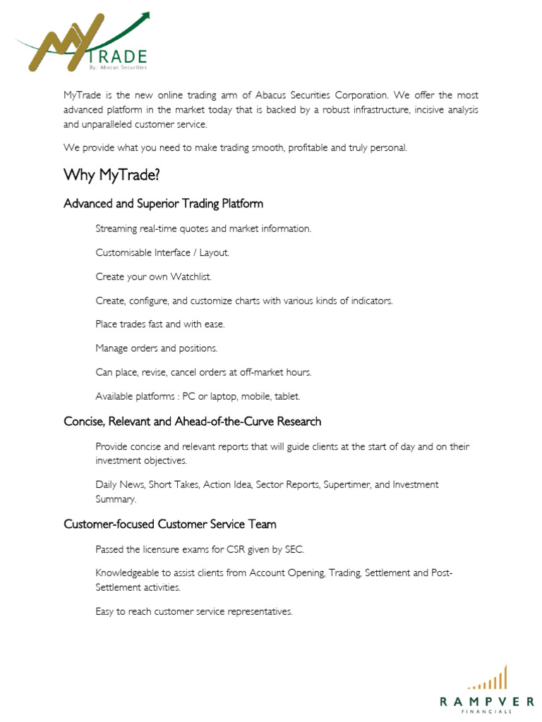 MyTrade Account Opening and Funding Guide | PDF | Banking