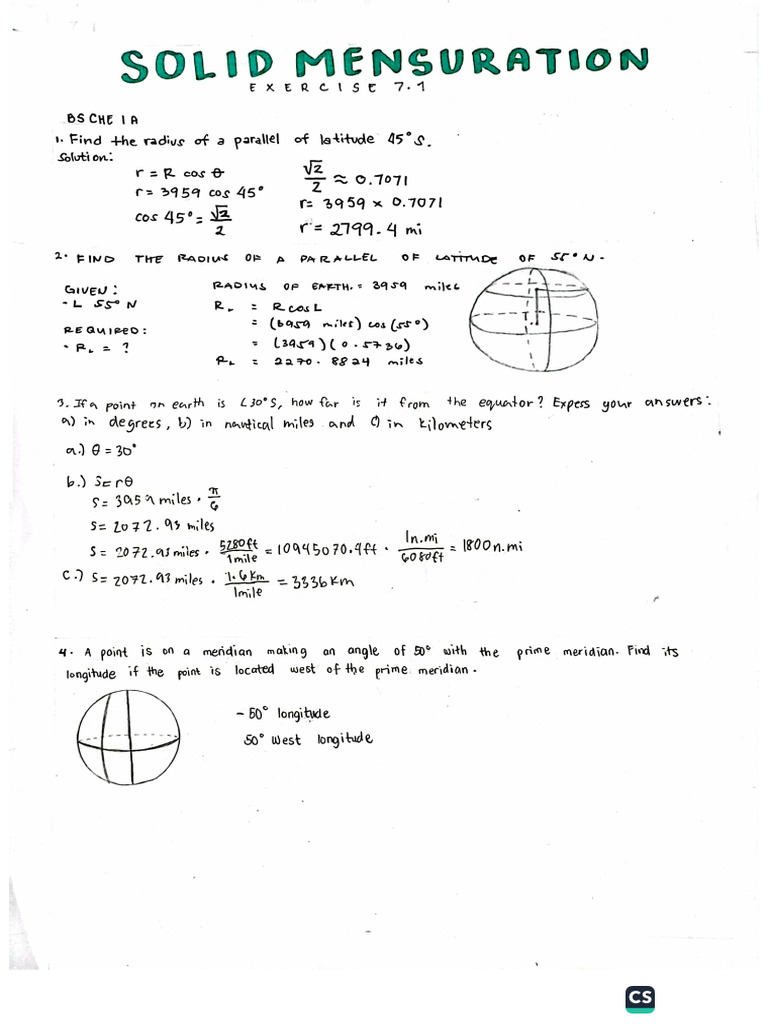 BS Che 1a Solid Mensuration Assignment | PDF