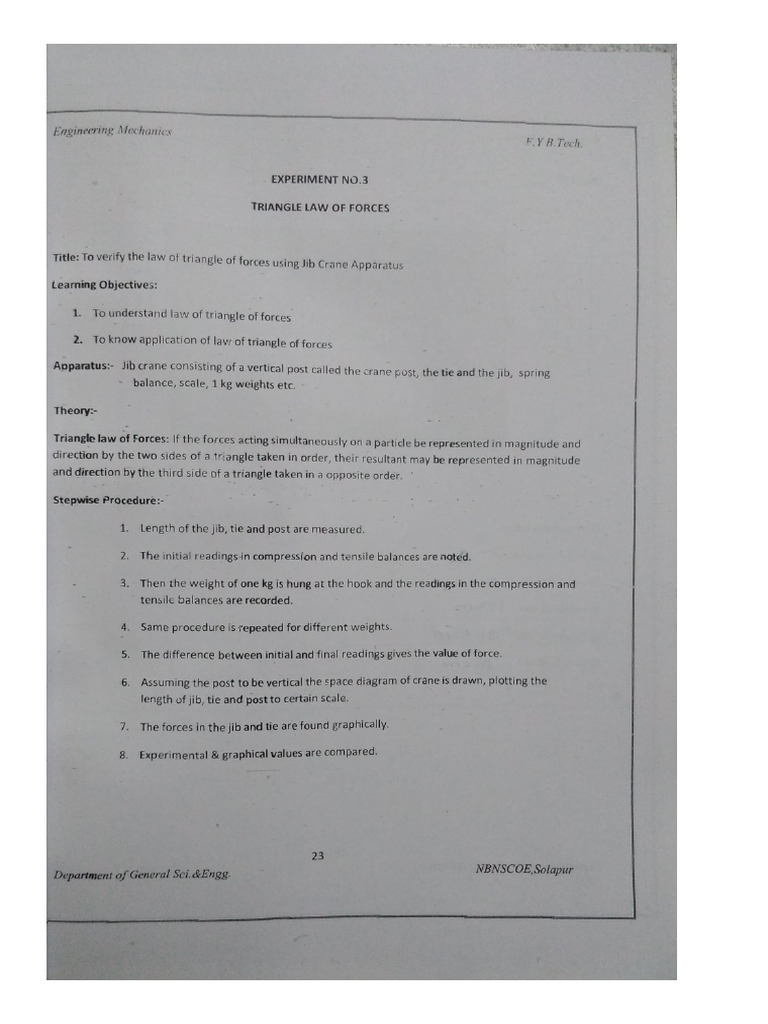 Triangle law of Forces | PDF