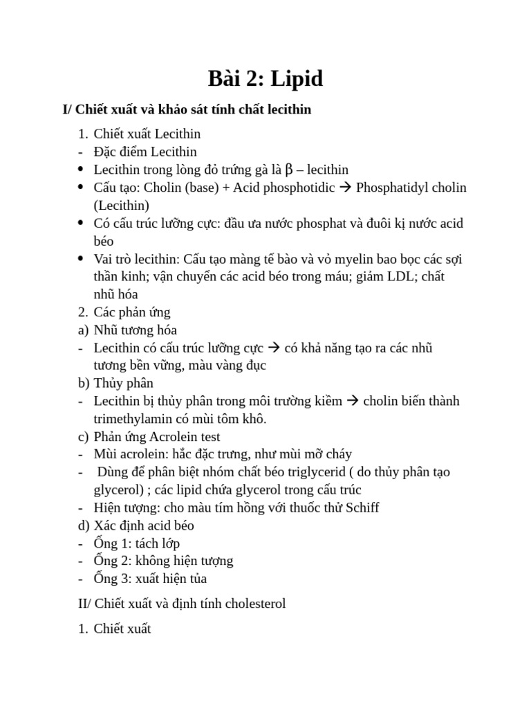 Bài 2: Lipid | PDF