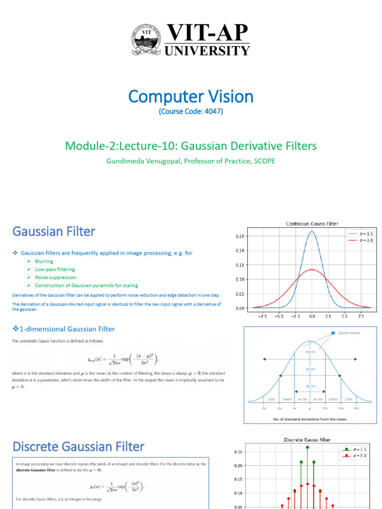 2-2 Gaussian Derivative Filters | PDF | Filter (Signal Processing) | Convolution