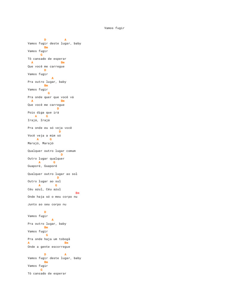 Vamos Fugir: Letra da Música | PDF