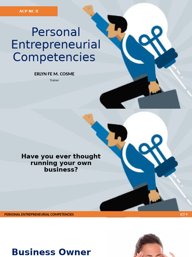 Personal Entrepreneurial Competencies | PDF | Entrepreneurship ...