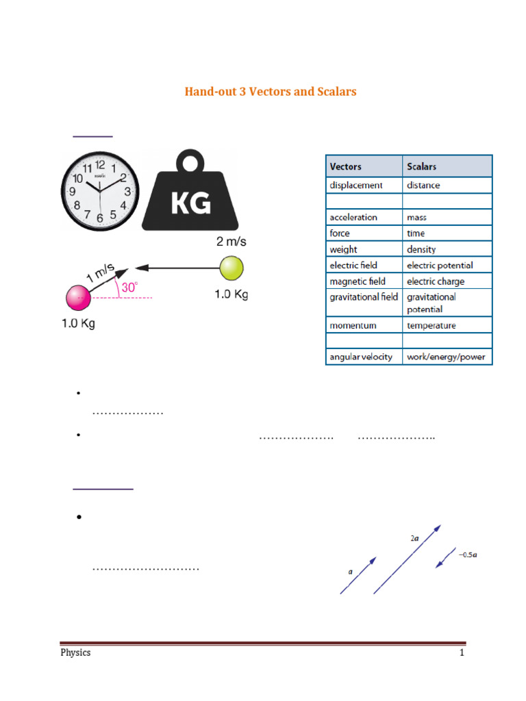 Handout 3 For Vectors and Scalars | PDF