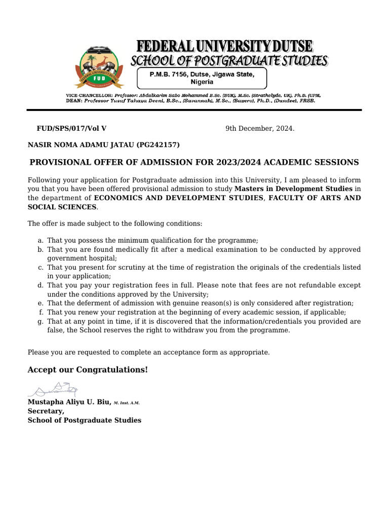 Admission Later FUD | PDF