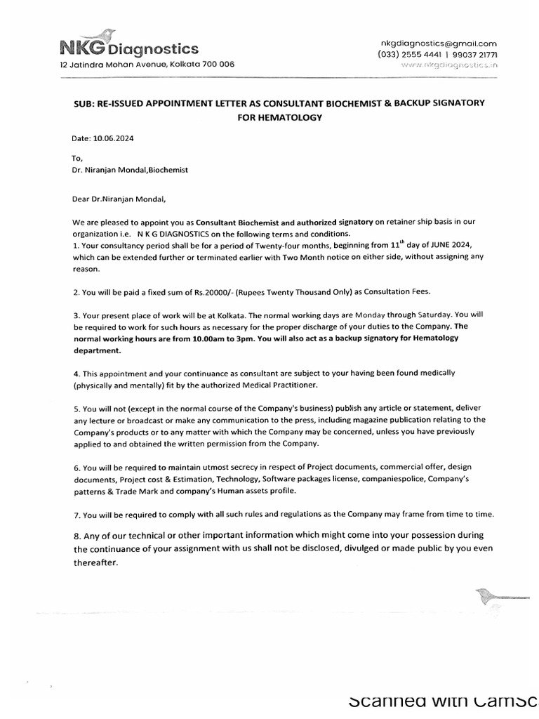 Final Appointment Niranjan and Deb | PDF