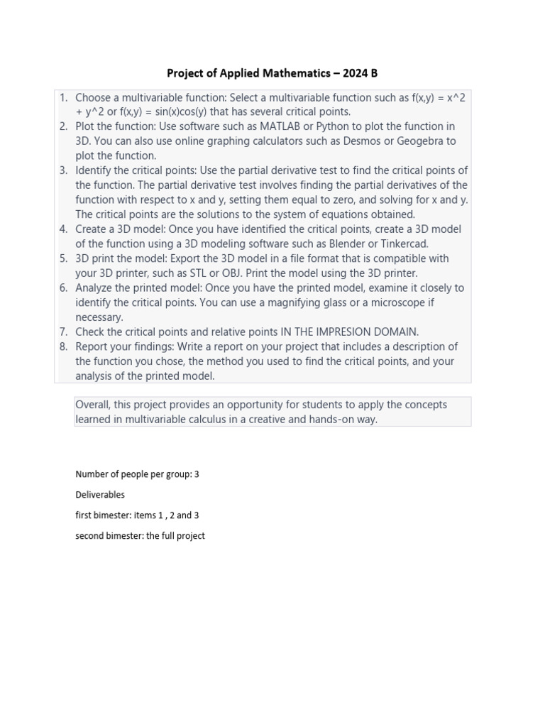 Project of Applied Mathematics | PDF