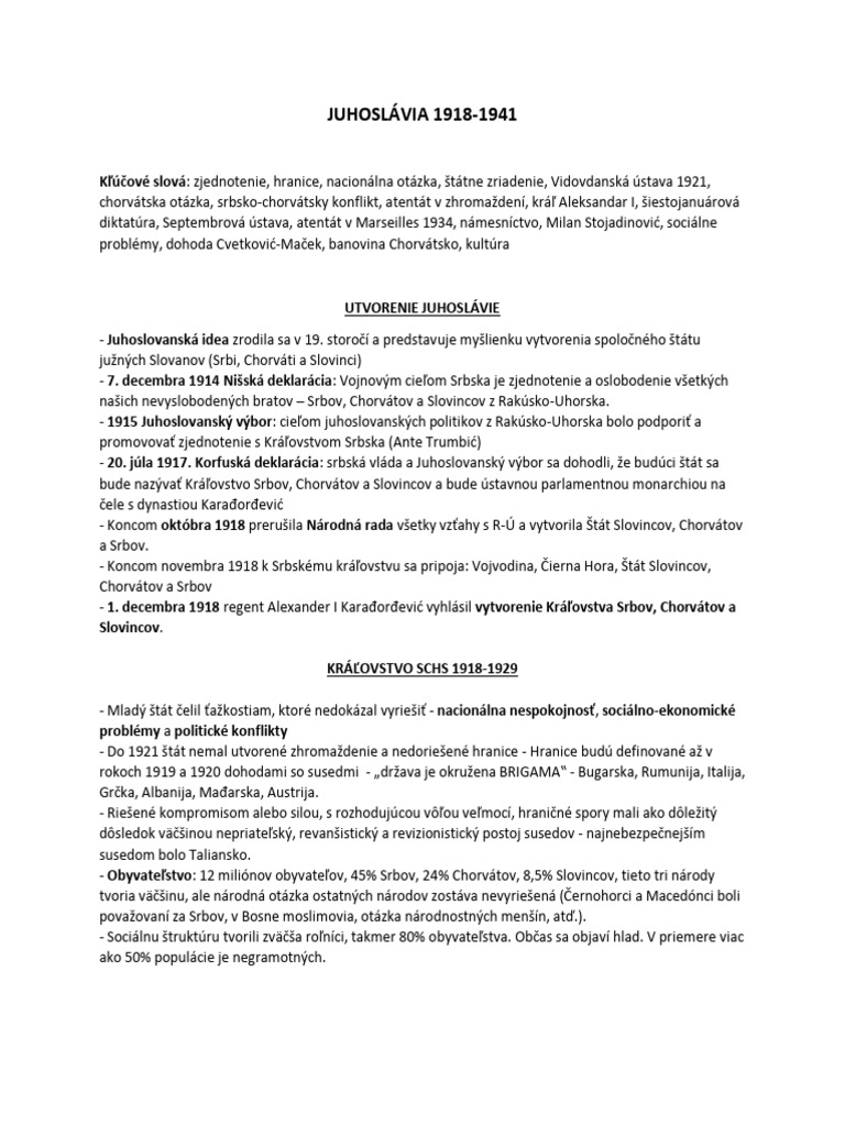 Juhoslávia 1918-1941 | PDF