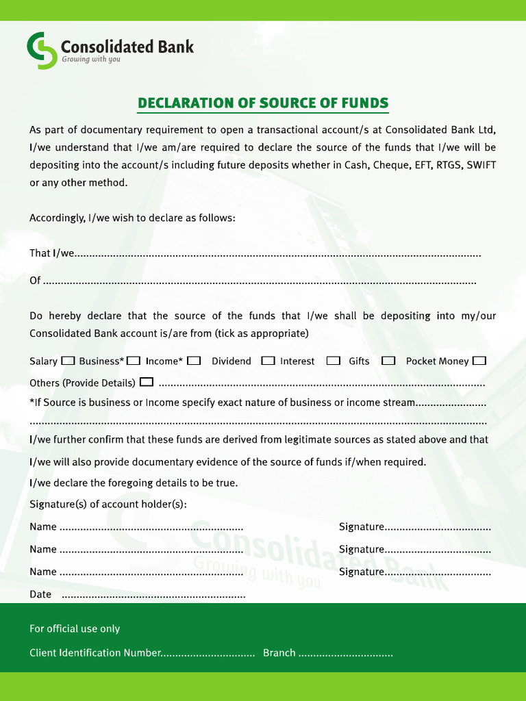 Declaration of Source of Funds | PDF