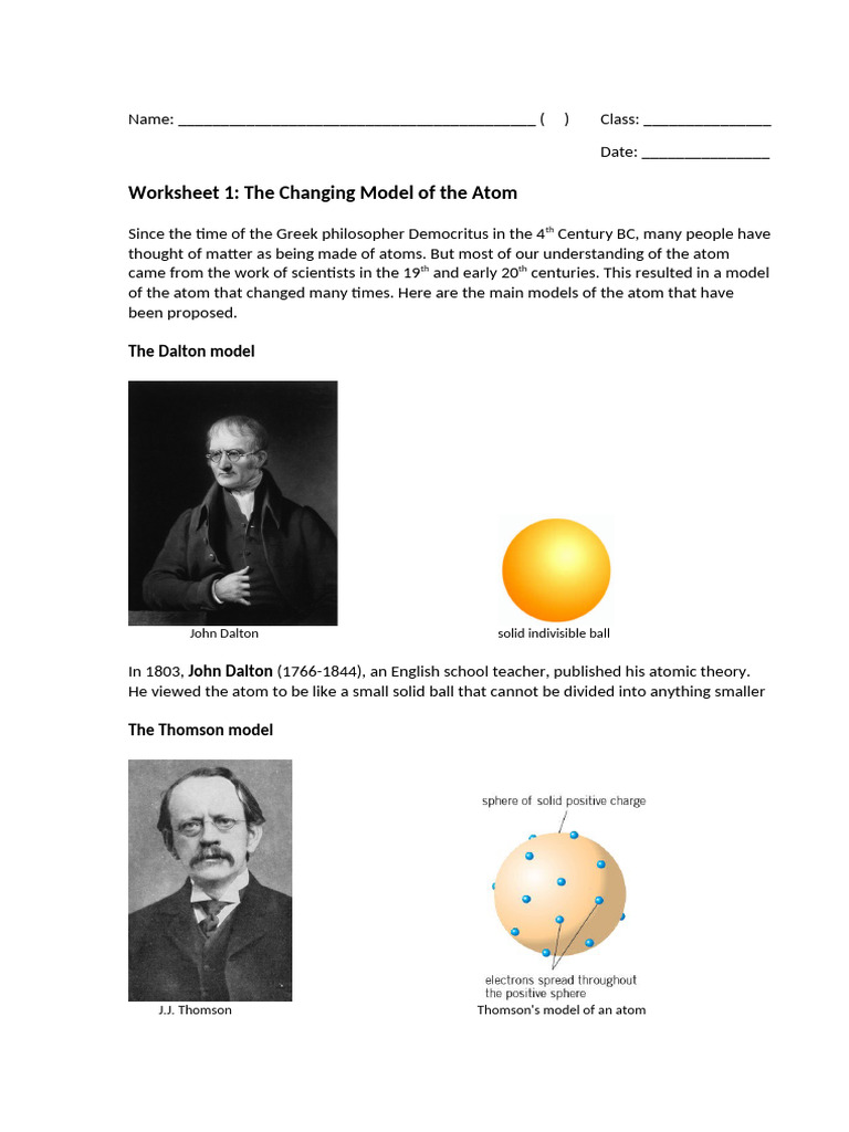 The Changing Model of An Atom | PDF | Atoms | Atomic Nucleus