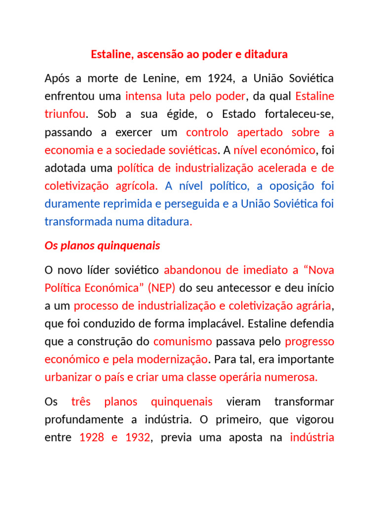 Estaline: Ditadura e Industrialização Soviética | PDF | União Soviética ...
