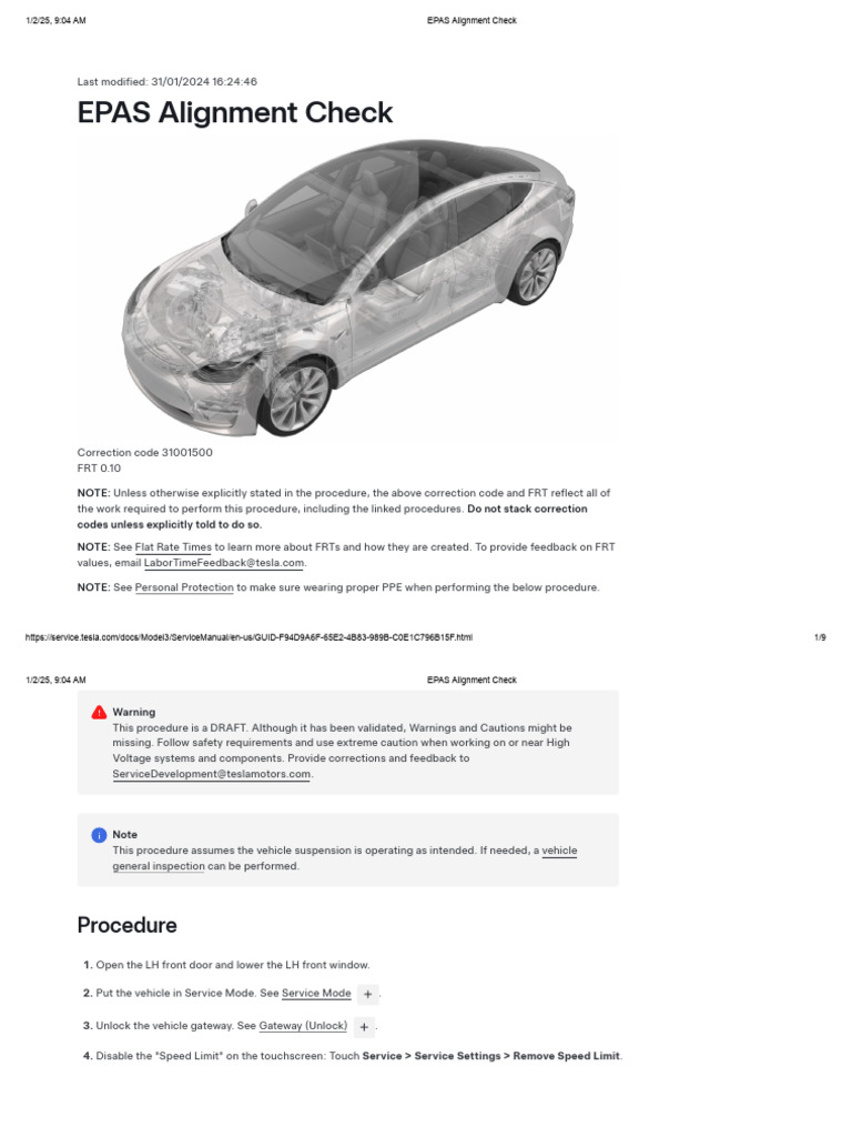 Tesla Model 3 EPAS Alignment Procedure | PDF | Wheeled Vehicles | Car
