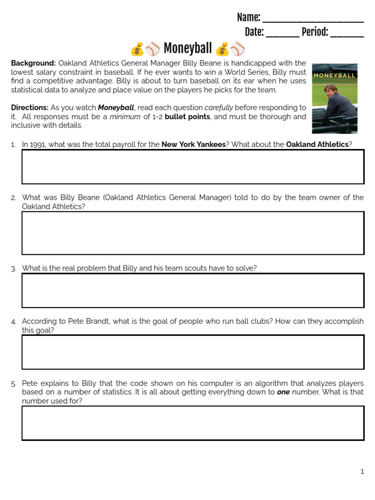 Moneyball Viewing Guide | PDF