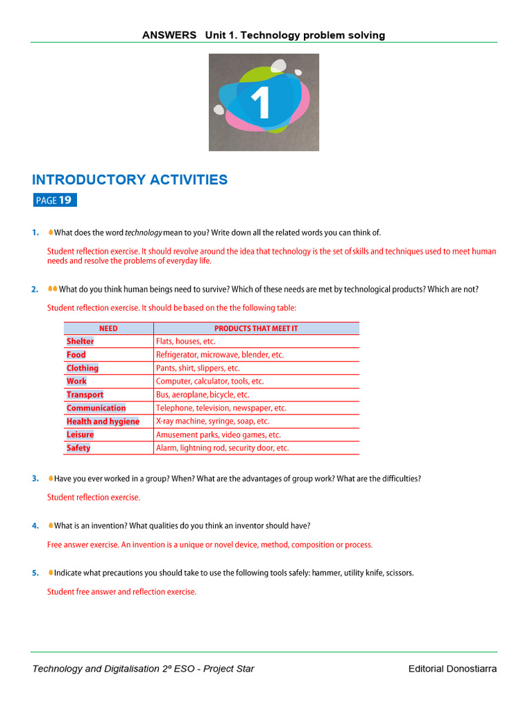 UD01 - Solucionario - TyD - 2 - ESO - Star ENG | PDF
