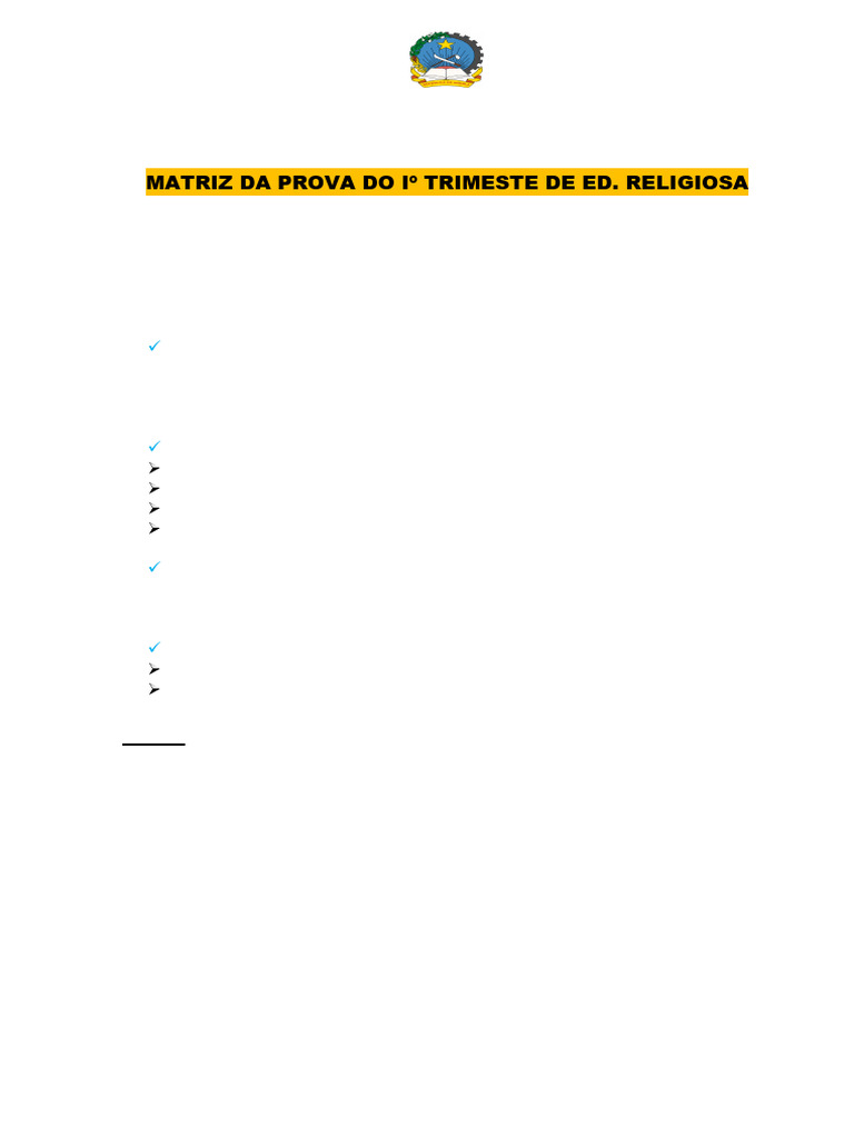 Matriz Da Prova | PDF