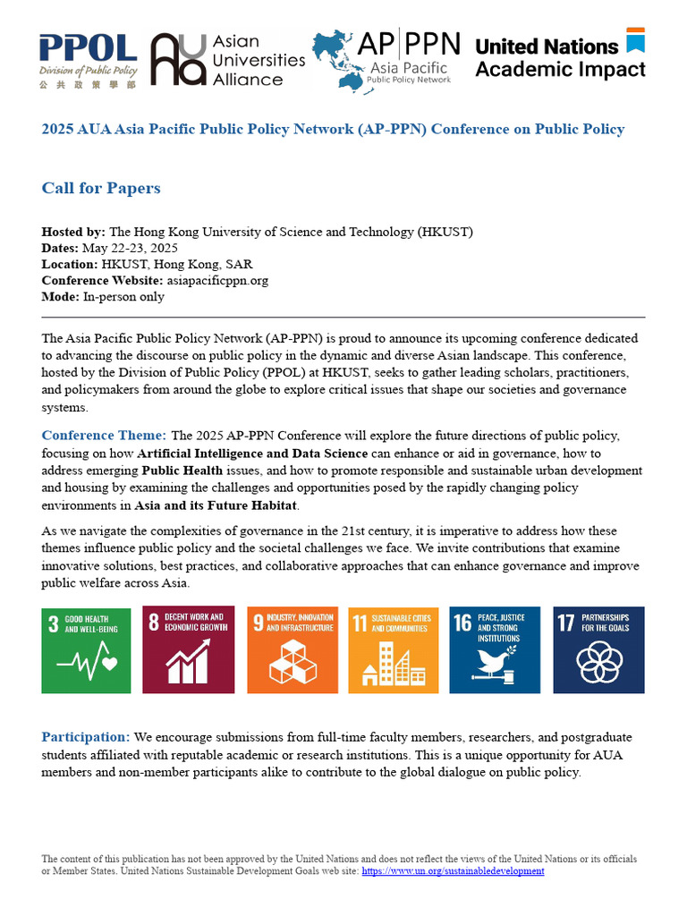 AUA-AP-PPN 2025 Conference - Call For Papers | PDF | Governance | Artificial Intelligence