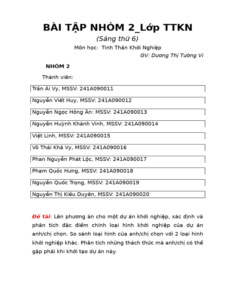 NHÓM 2_LỚP TTKN( Sáng T6)_ BÀI TẬP SỐ 1. | PDF