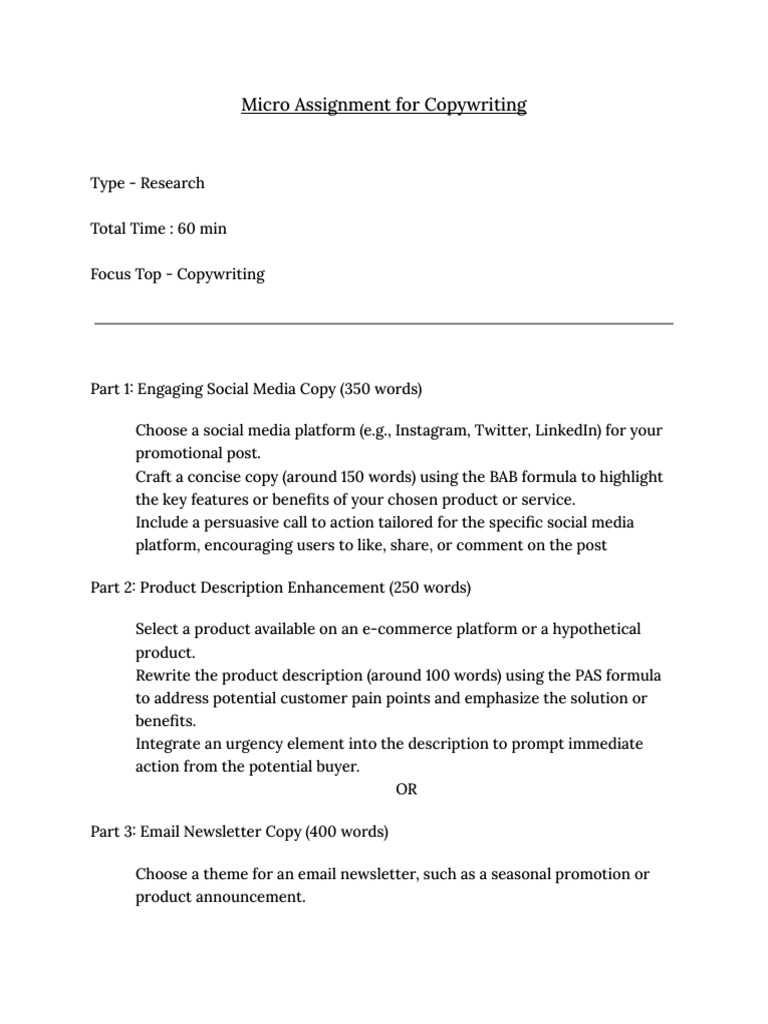 2579848-Micro Assignment For Copywriting | PDF