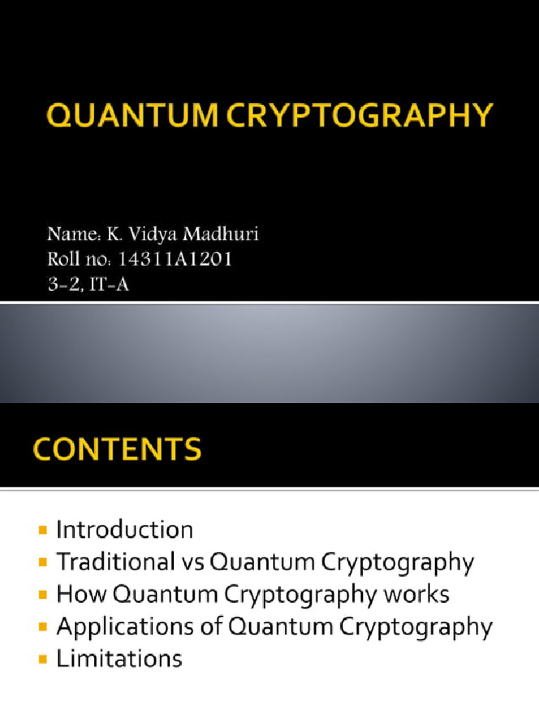 Quantum Cryptography Presentation | PDF