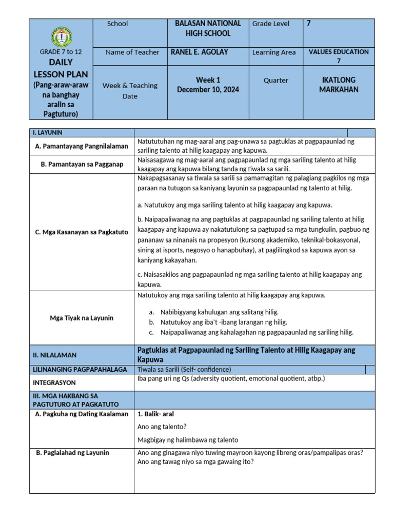 Talento at Hilig | PDF