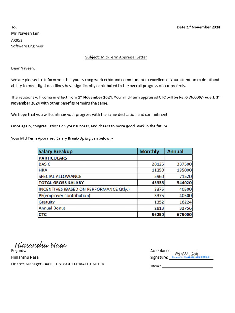 Mid-Term Appraisal for Naveen Jain | PDF
