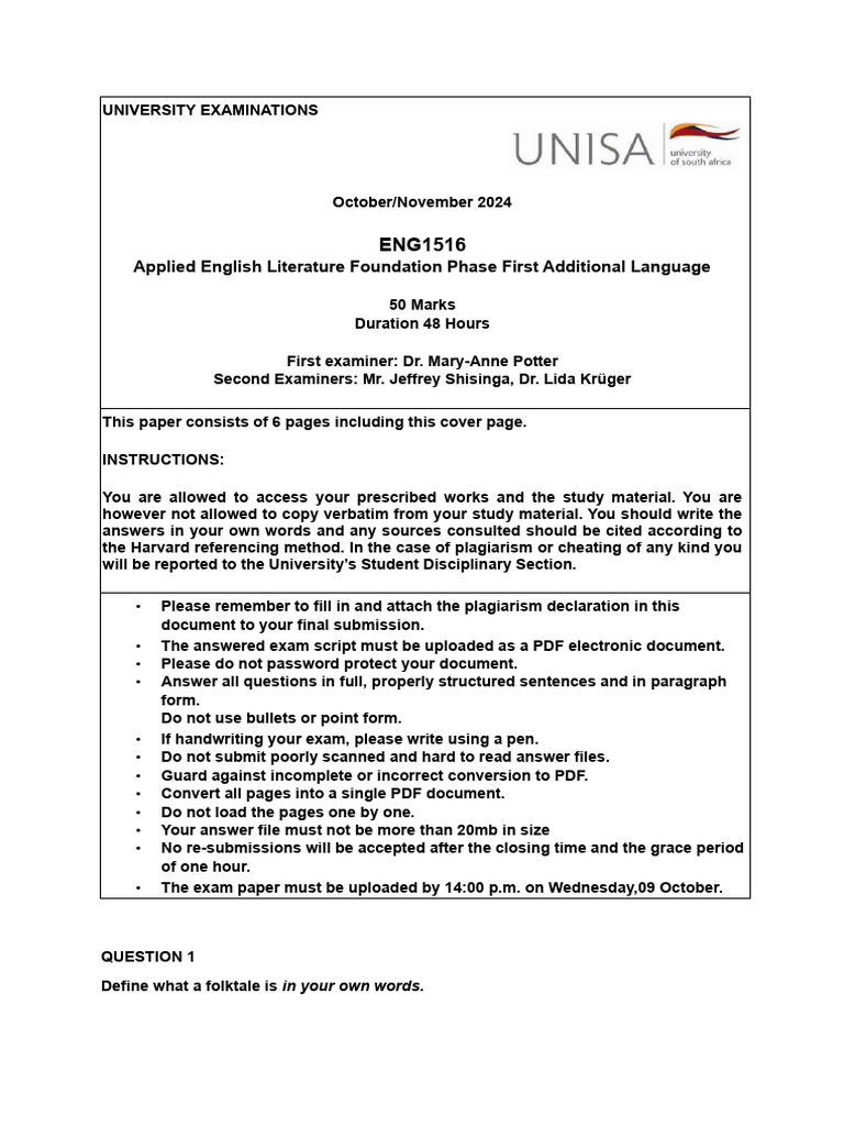 ENG1516 2024 EQP MAIN Signed | PDF | Plagiarism | Rhyme