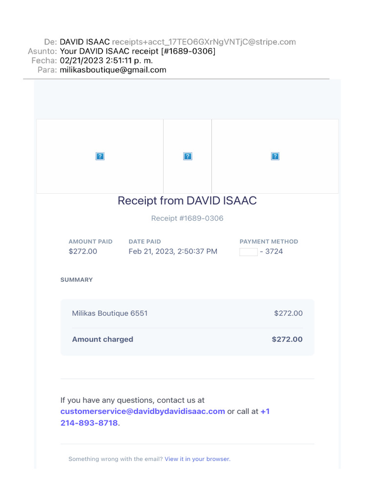 Your DAVID ISAAC receipt [#1689-0306] | PDF