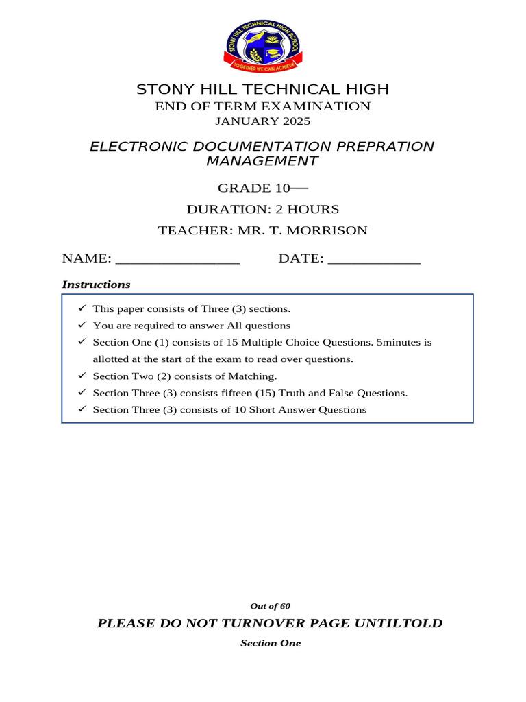 Grade 10 Edpm 2024 | PDF | Computer Data Storage | Software