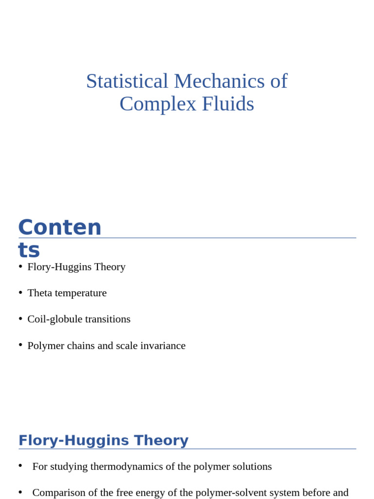 Statistical Mechanics of Complex Fluids | PDF | Polymers | Chemical ...