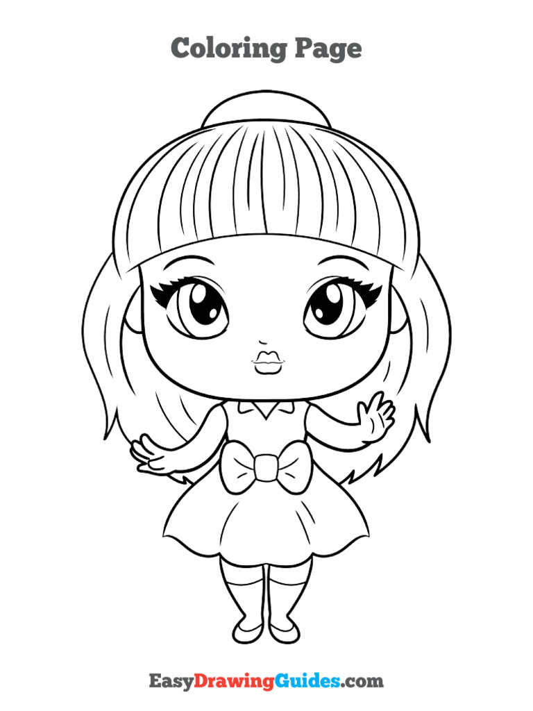 2195 Easy Cute Doll Coloring Page | PDF