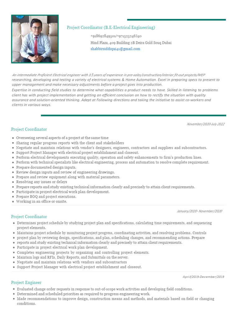 Shabbir Siddiqui CV Engineer | PDF | Specification (Technical Standard) | Engineering
