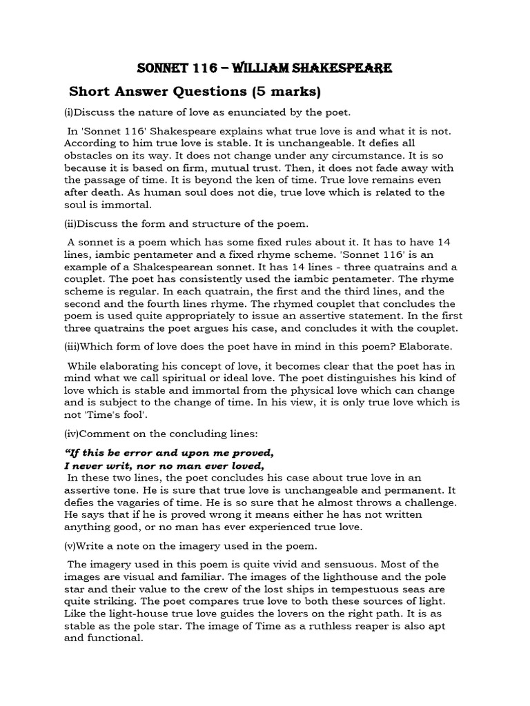 Sonnet 116 | PDF | Poetry | Literary Criticism