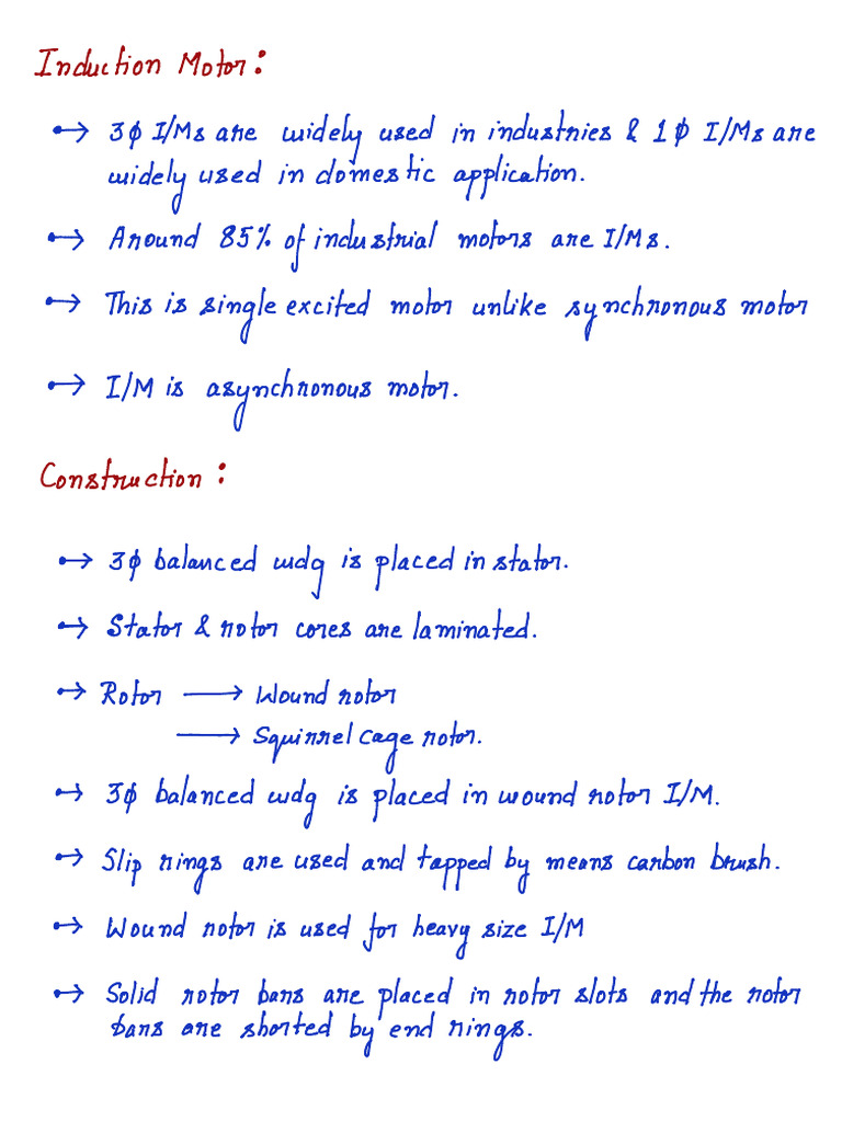 Induction Motor Notes | PDF