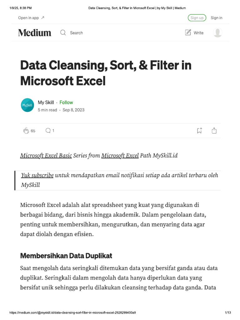 2.1.5 Data Cleansing, Sort & Filter | PDF