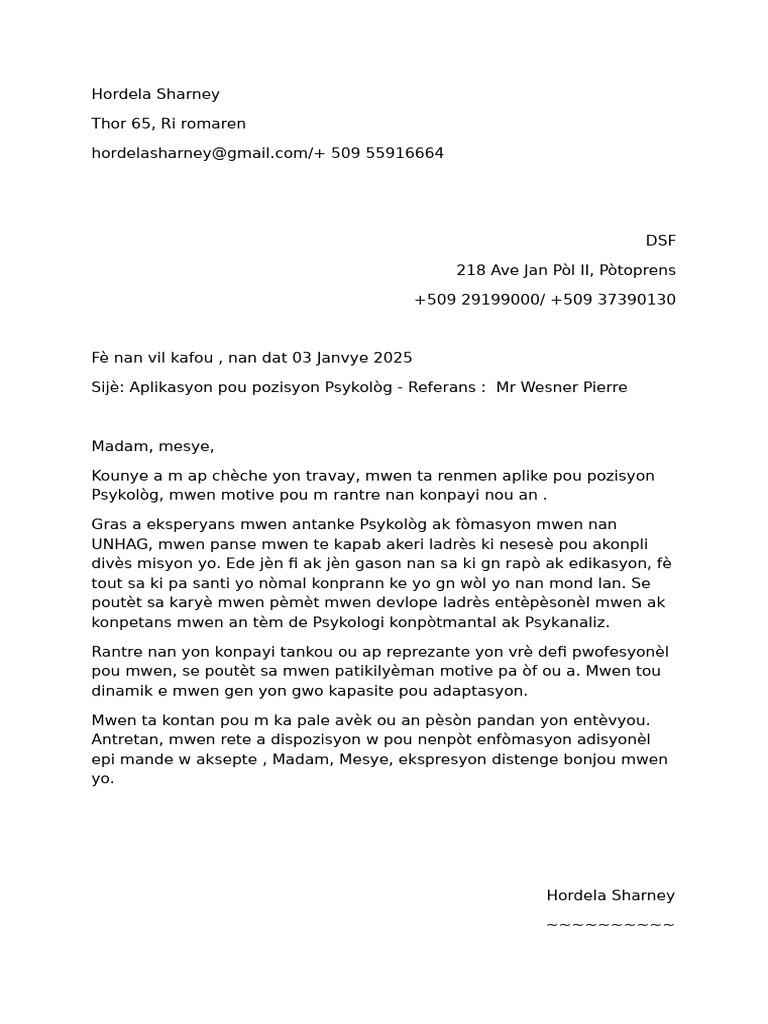 Document exemple de lettre | PDF