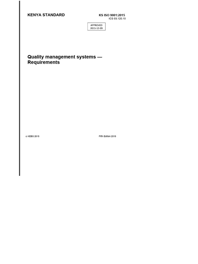 ISO 9001 2015 Standard | PDF | Kenya | International Organization For ...