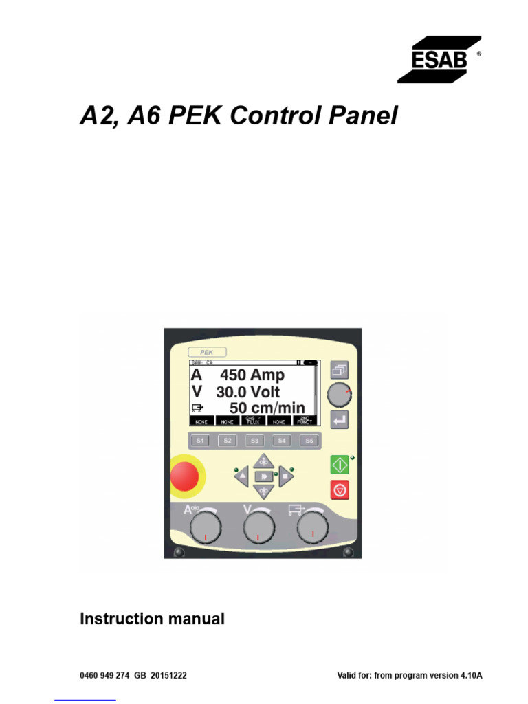A2, A6 PEK Control Panel: Instruction Manual | PDF | Welding | Construction